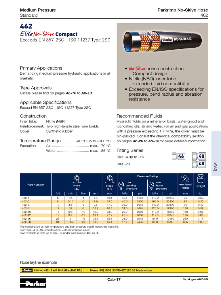 462 Exceeds EN 857-2SC - ISO 11237 Type 2SC | PDF | Hose | Pipe (Fluid Conveyance)
