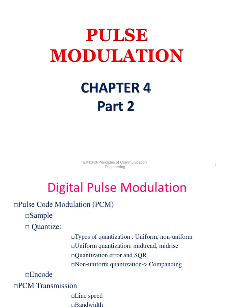 Analysis of Digital Pulse Modulation Techniques with a Focus on Pulse Code Modulation (PCM ...