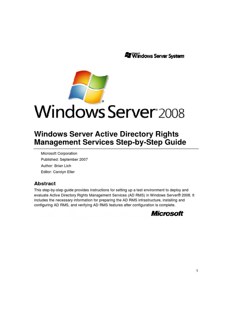 Windows Server Active Directory Rights Management Services | PDF | Ip Address | Active Directory