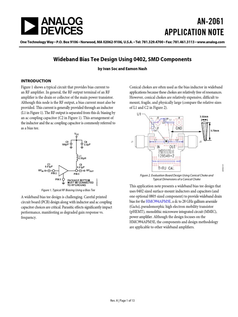 AN-2061 Application Note: Wideband Bias Tee Design Using 0402, SMD ...