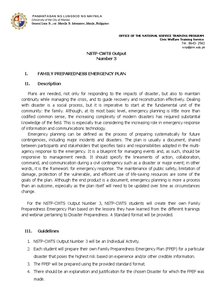 NSTP CWTS Output 3 Mechanics | PDF | Emergency Management | Emergency