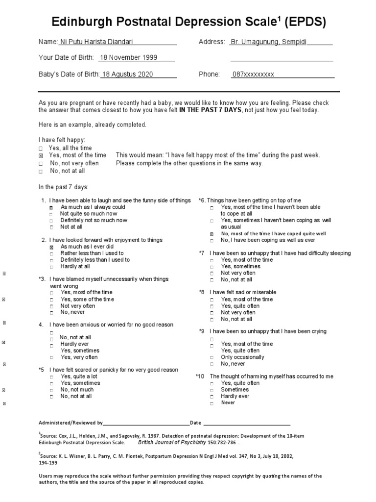 Edinburgh Postnatal Depression Scale1 Harista | PDF | Postpartum ...