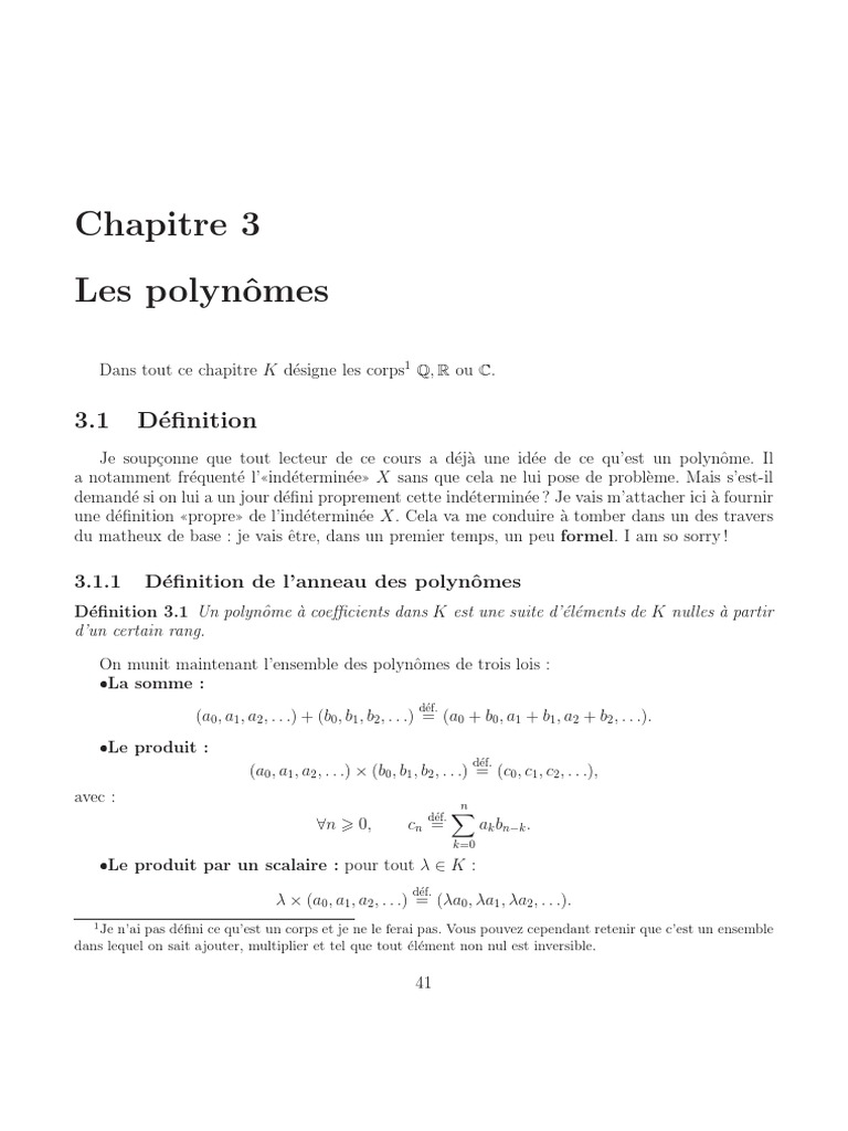 Définition et Propriétés des Polynômes | PDF | Zéro d'une fonction ...