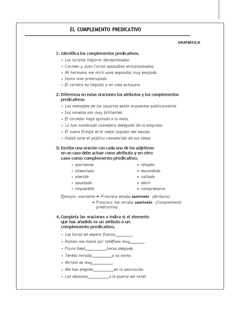 El Complemento Predicativo | PDF