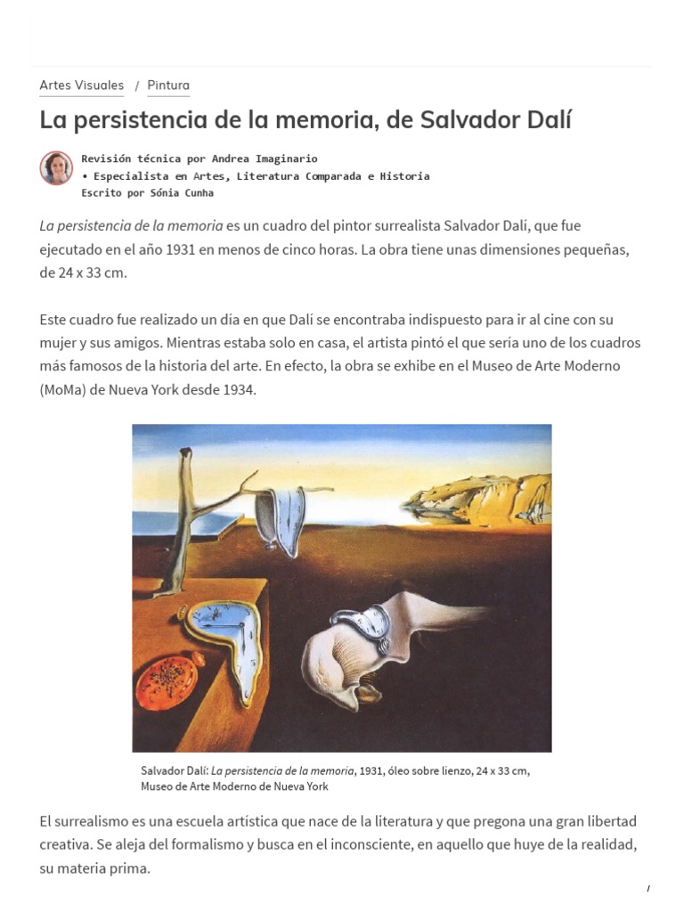 La Persistencia de La Memoria de Dalí - Análisis y Significado de La Pintura - Cultura Genial ...