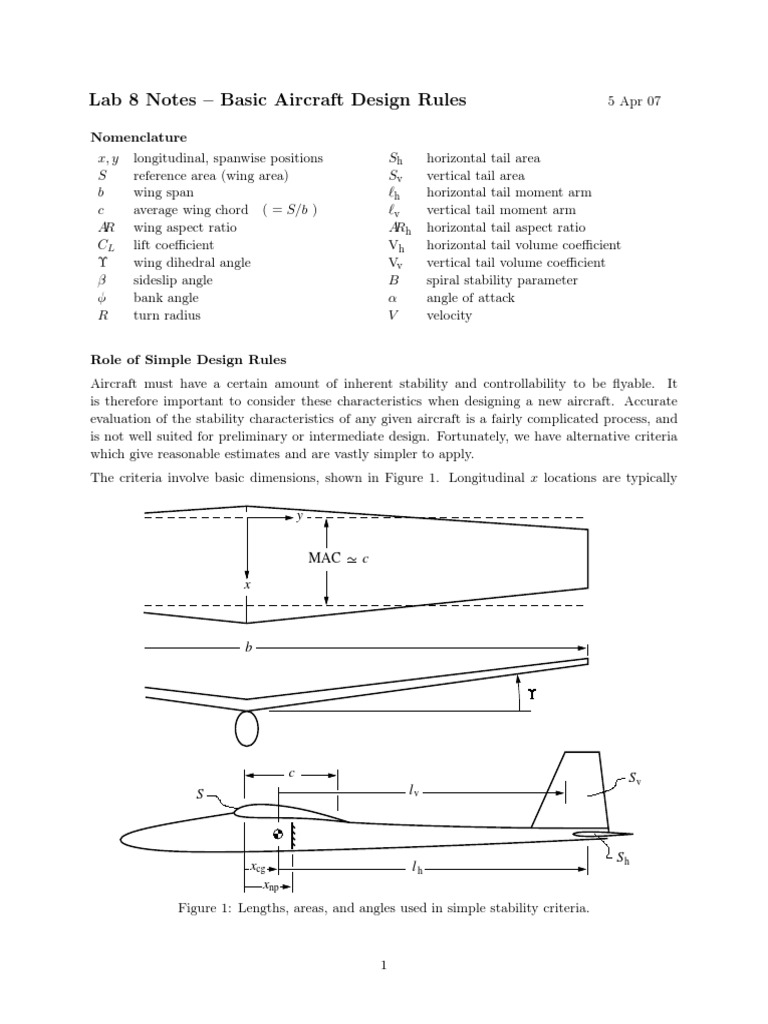 Lab 8 Notes - Basic Aircraft Design Rules: H V H V H H V | PDF | Flight ...