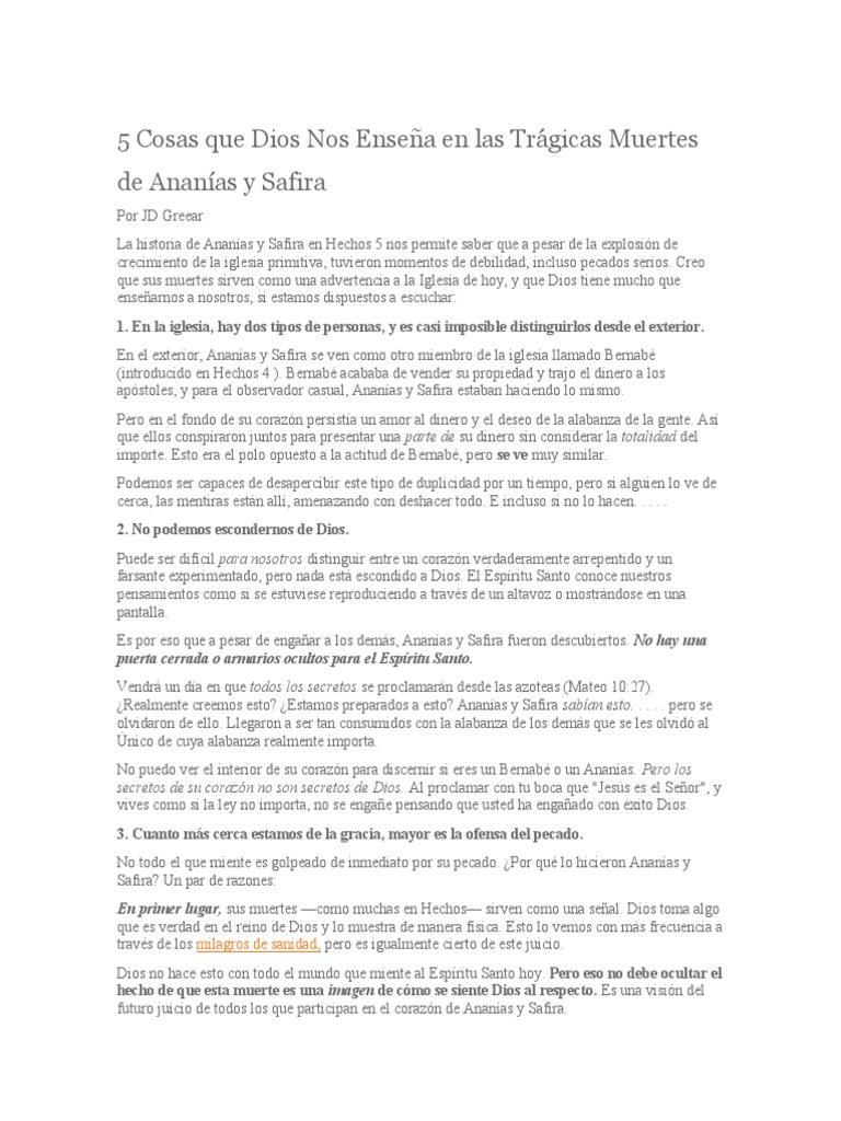 Ananías y Safira | PDF | Pecado | Bernabé