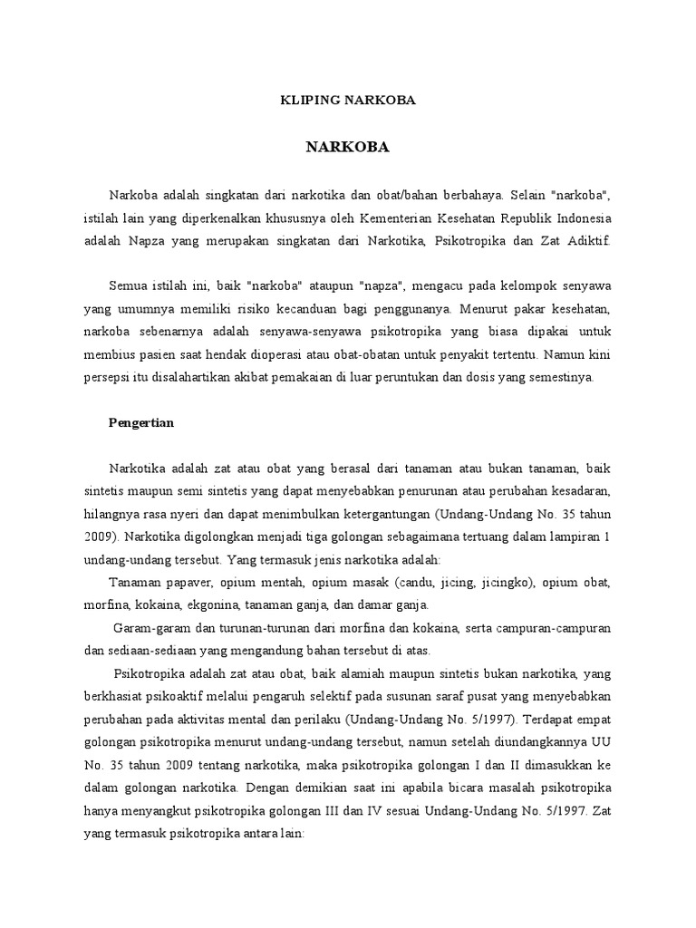 Kliping Narkoba Narkoba | PDF