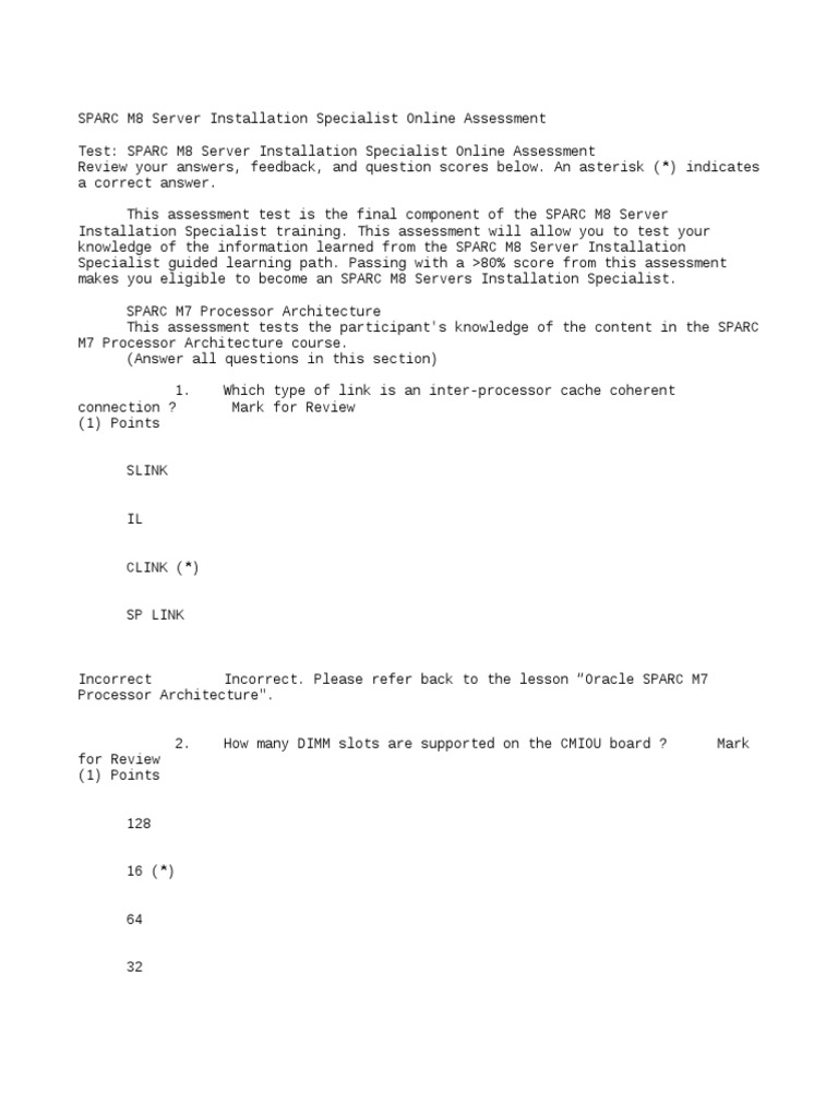 SPARC M8 Server Installation Specialist Online Assessment | PDF | Computer Science | Computer ...
