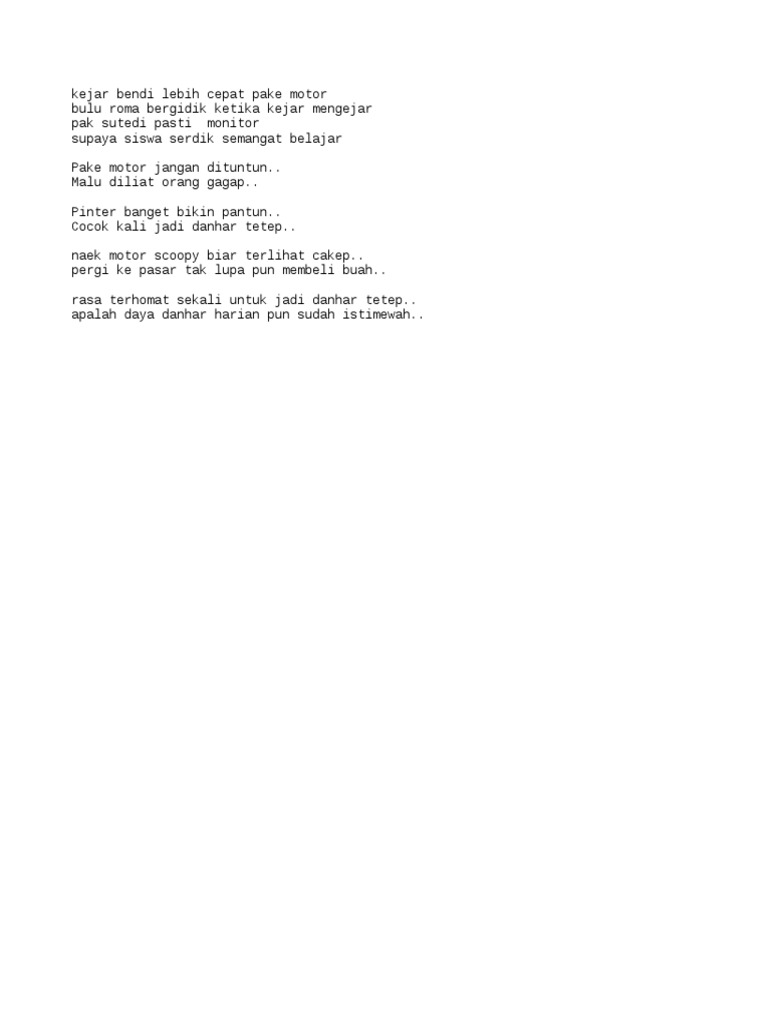 Pantun Lucu Tentang Motor dan Belajar | PDF
