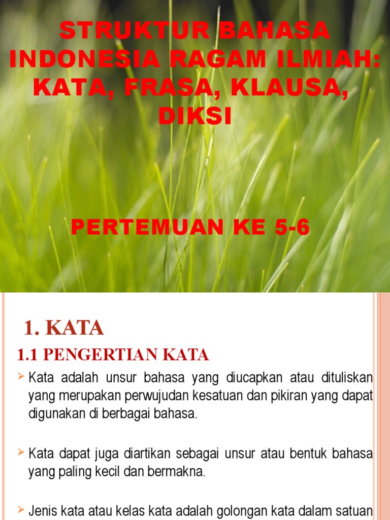 Kata, Frasa, Klausa, Dan Diksi-TM 5-TM 6 | PDF