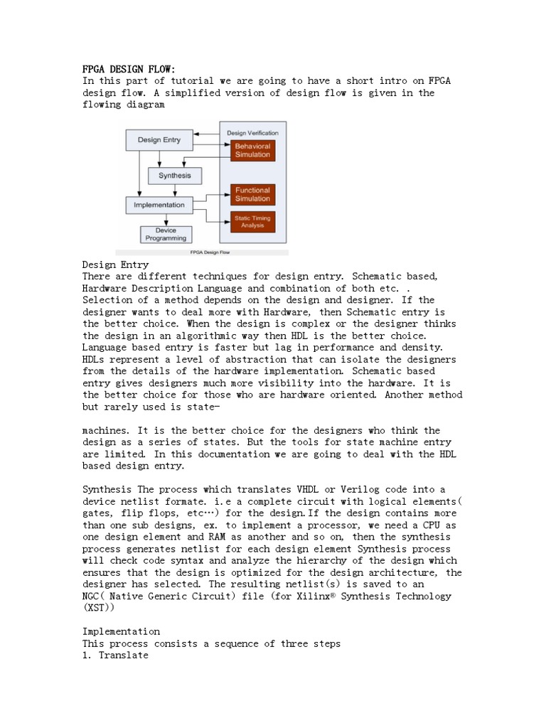 Fpga Design Flow | PDF | Hardware Description Language | Field Programmable Gate Array