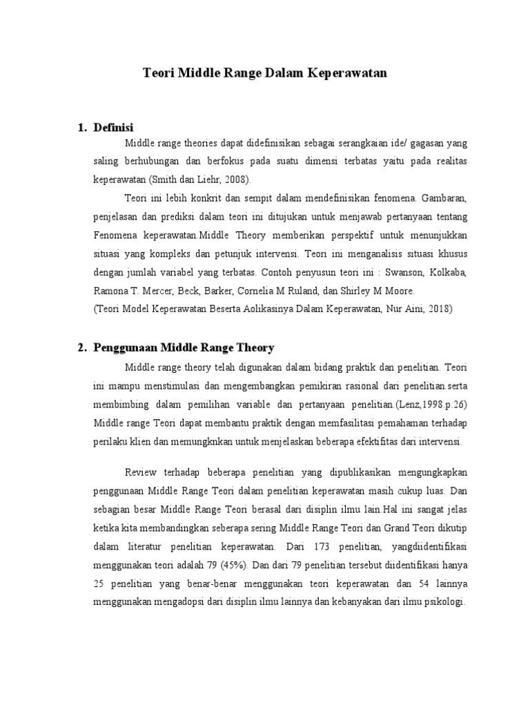Teori Middle Range dalam Keperawatan | PDF | Karier & Perkembangan ...