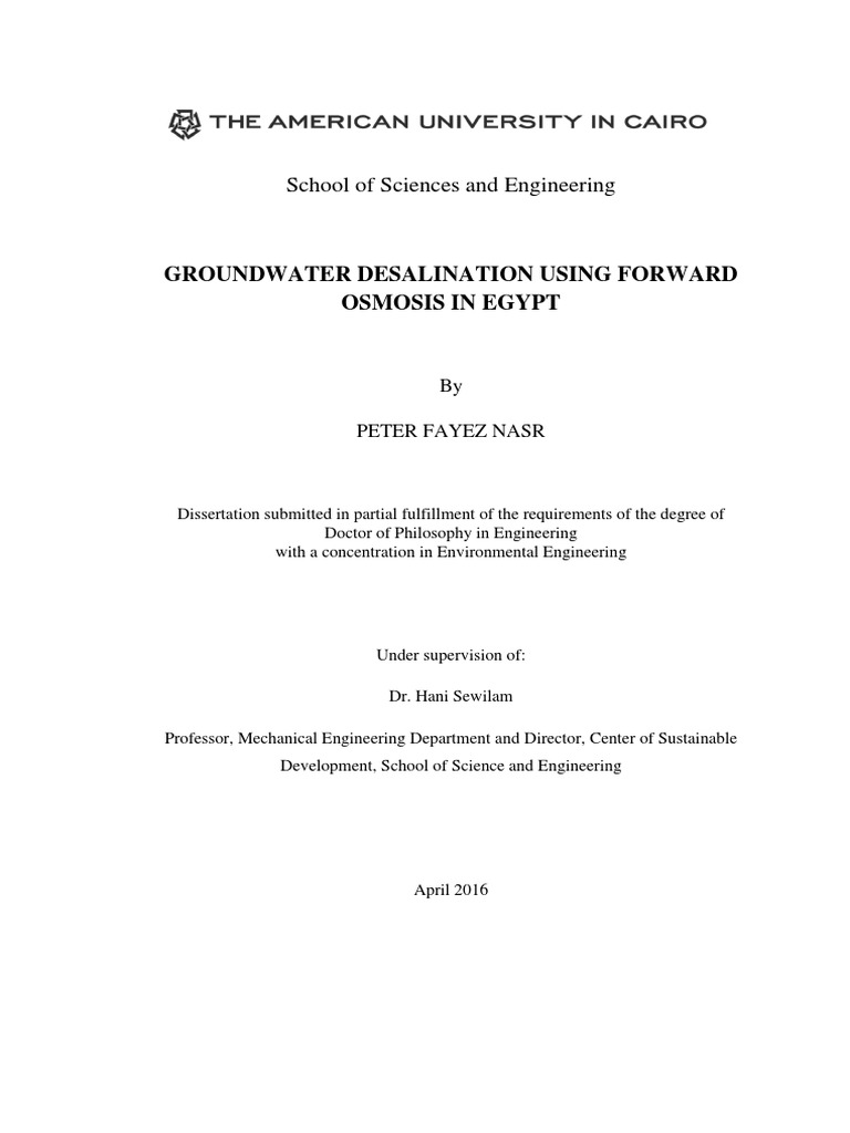 Peter Nasr PRINT FINAL FINAL After Defense | PDF | Osmosis | Desalination