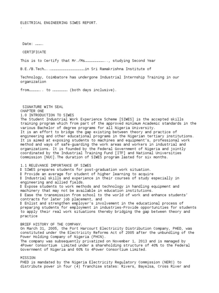 Electrical Engineering Siwes Report | PDF | Economies | Business
