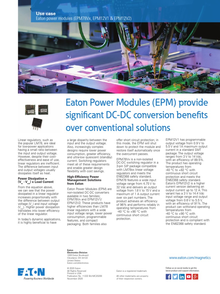 Eaton Epm Power Modules DC DC Conversion Use Case | PDF | Power ...
