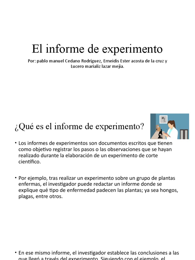 El Informe de Experimento | PDF | Experimentar | Método científico