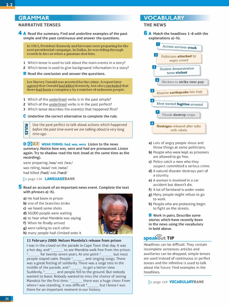 Narrative Tenses (The News) | PDF