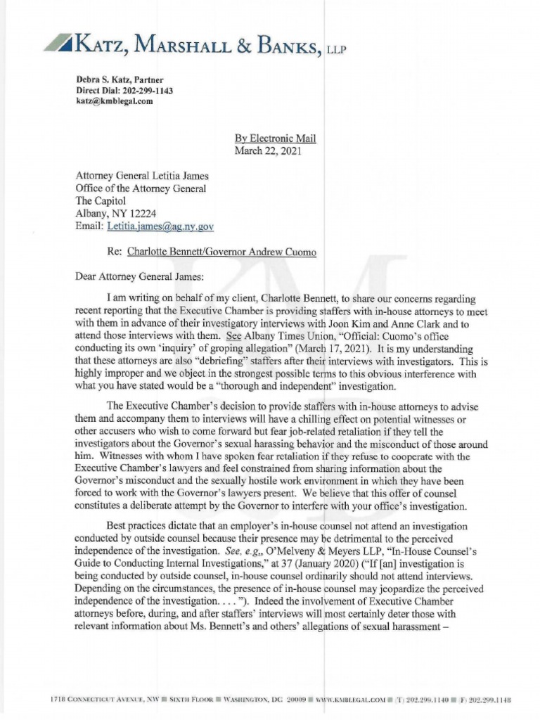 Letter To Attorney General Letitia James | PDF