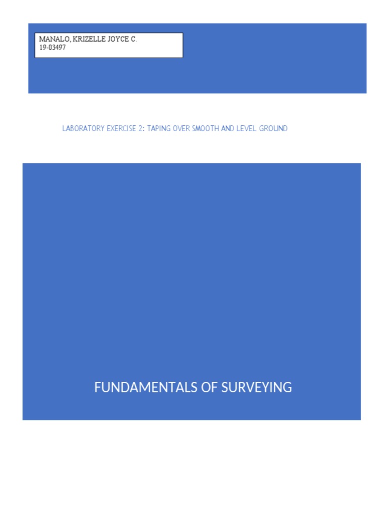 Laboratory Exercise 2 - Taping Over Level Ground | PDF | Surveying ...