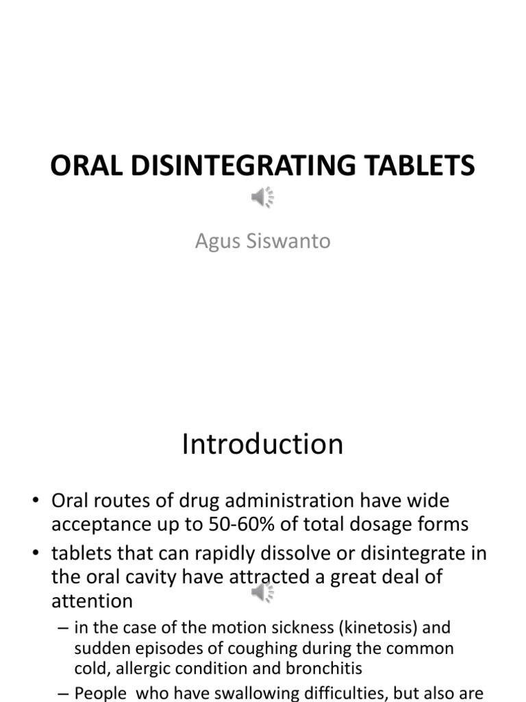 ORAL DISINTEGRATING TABLETS 2020-Converted-Compressed | PDF | Tablet ...