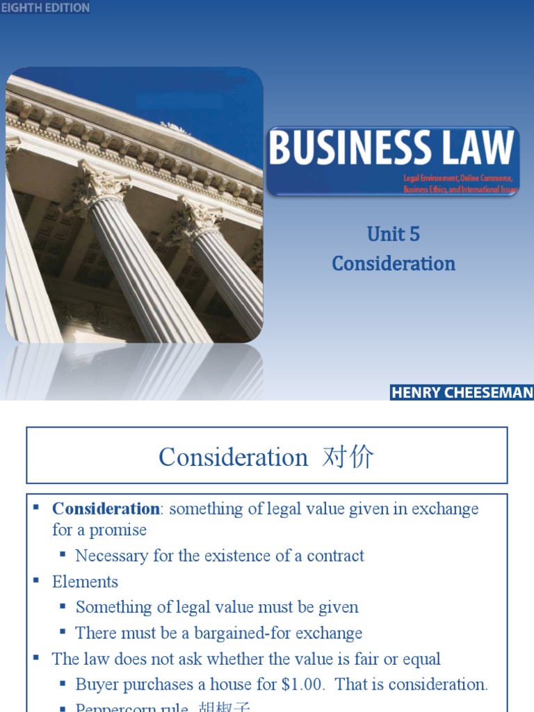Unit 5 Consideration | PDF | Estoppel | Consideration