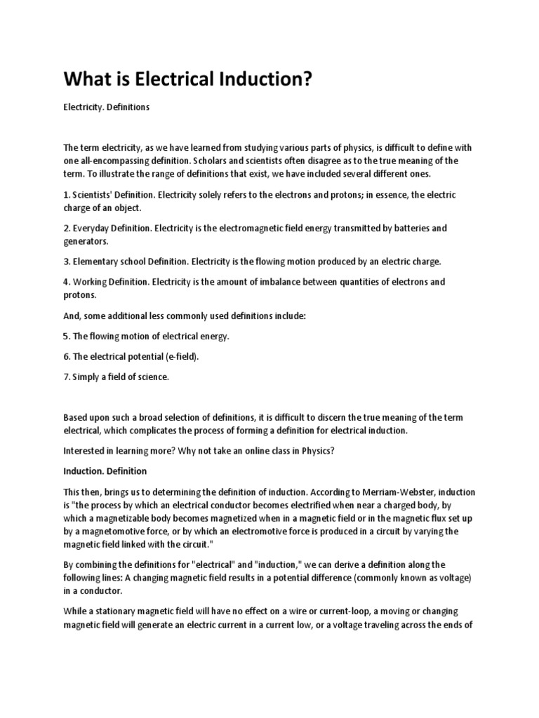 What Is Electrical Induction? | PDF