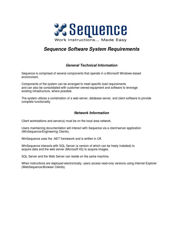 Sequence Software System Requirements 2020 | PDF | Microsoft Sql Server ...