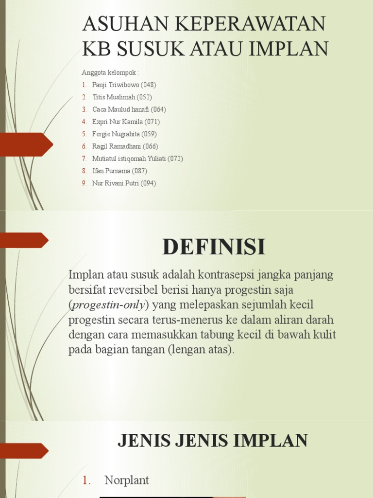 Asuhan Keperawatan KB Susuk Atau Implan | PDF