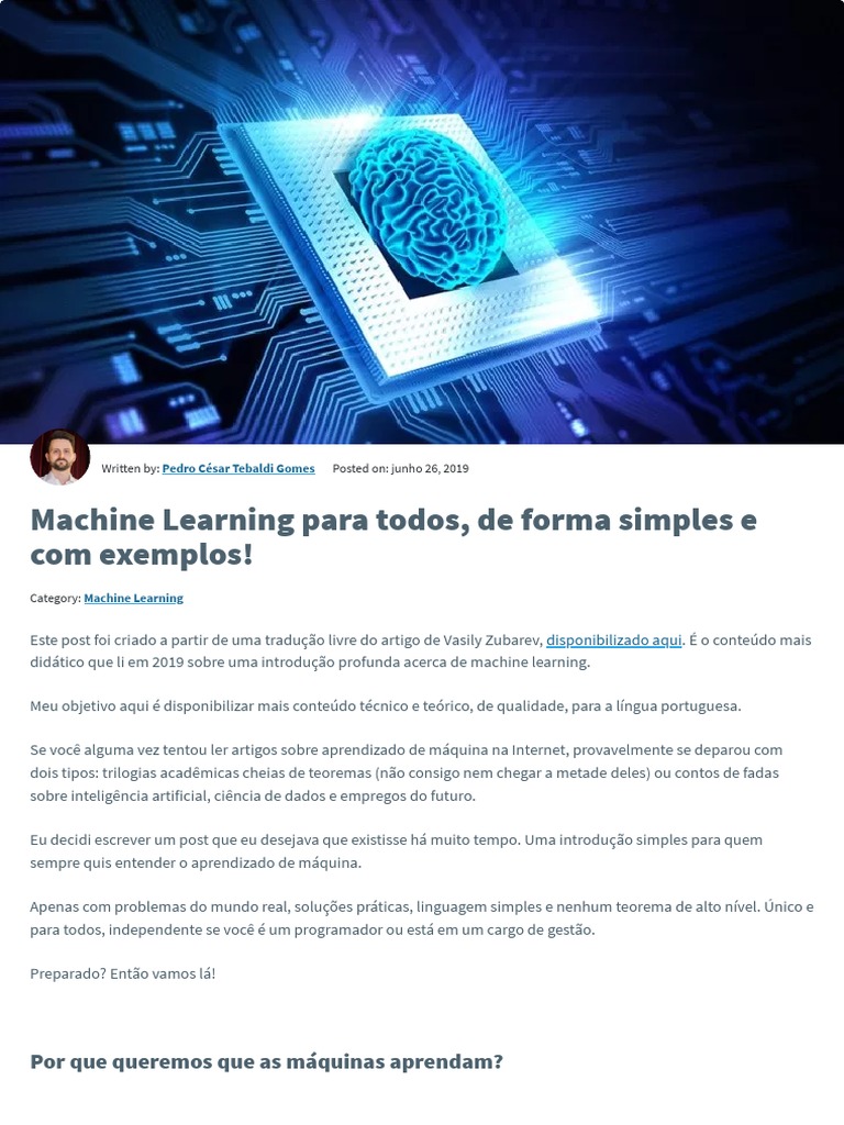 Machine Learning - Um Guia Sobre Aprendizado de Máquinas! | PDF ...