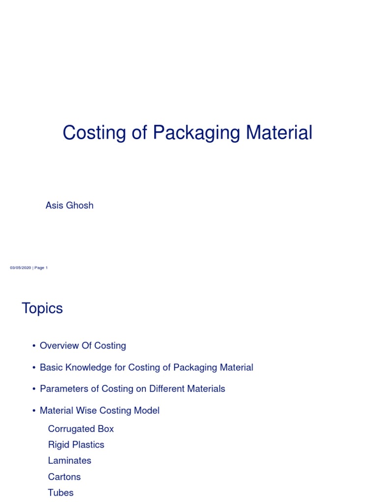 Costing of Packaging Material | PDF | Packaging And Labeling ...