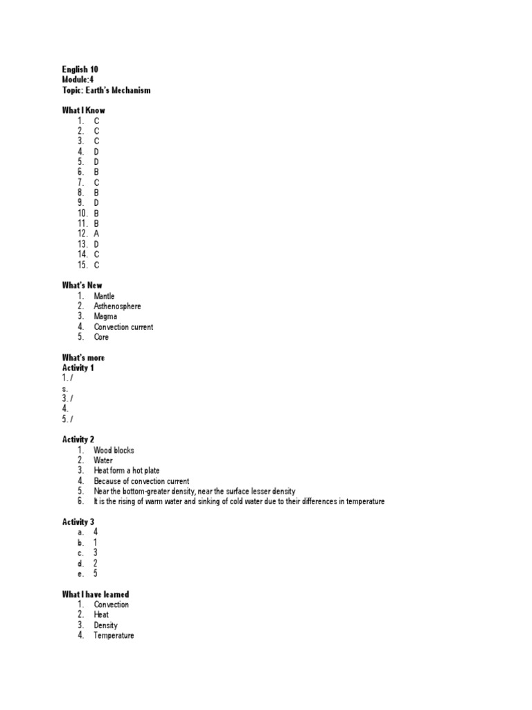 English 10 Module 4 Answer Key | PDF