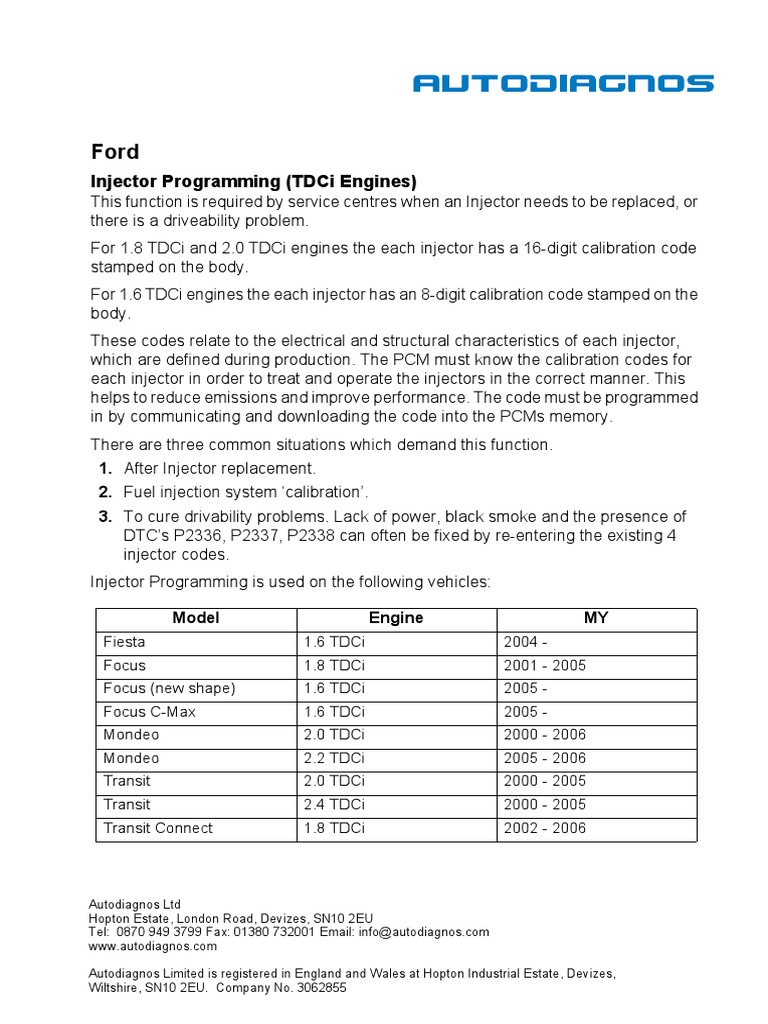 Ford Injector Programming Tdci Ad | PDF | Fuel Injection | Mechanical ...