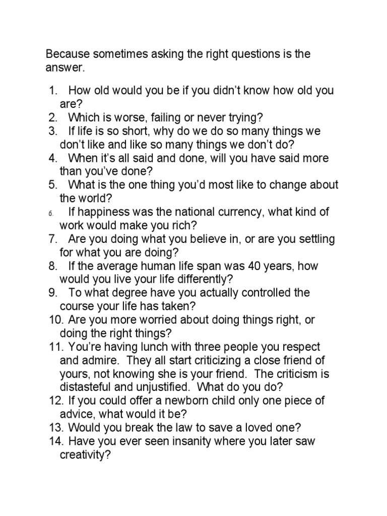 Critical Thinking Questions | PDF | Self Awareness | Human Nature