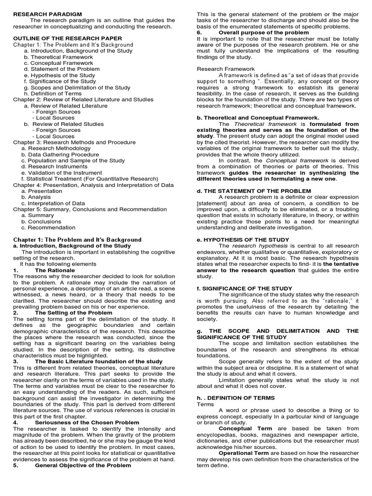 The Research Title and PARTS OF RESEARCH | PDF | Statistics | Theory