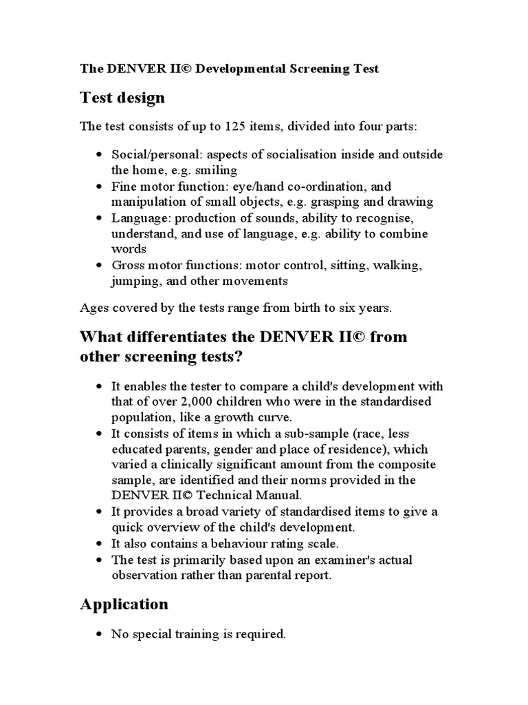 The DENVER II© Developmental Screening Test