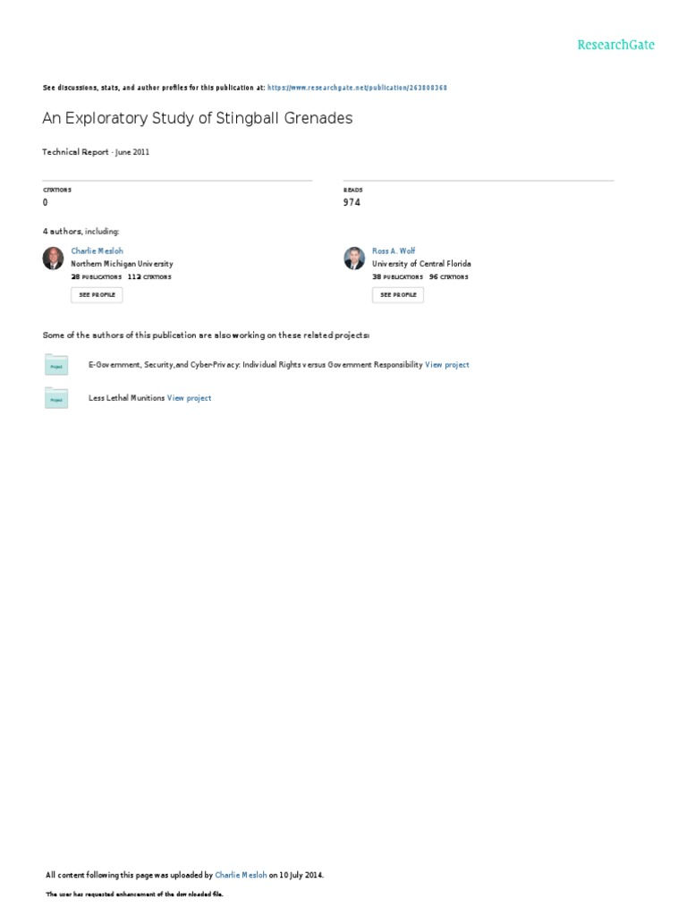 An Exploratory Study of Stingball Grenades: June 2011 | PDF | Fuze ...