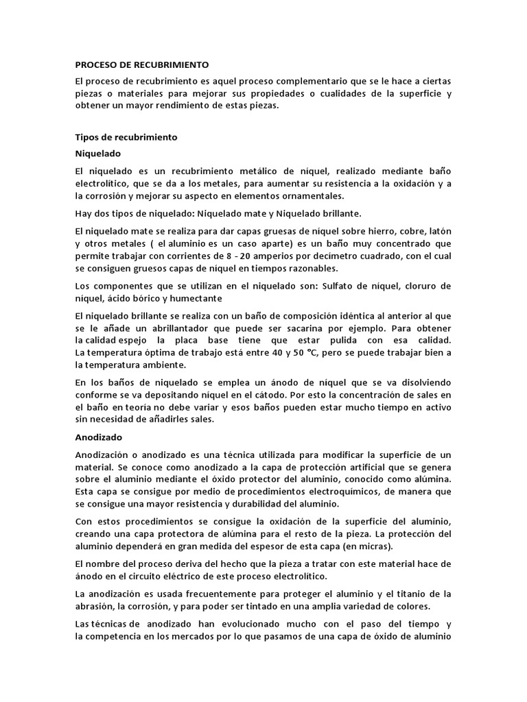 Proceso de Recubrimiento | PDF | Rieles | Materiales