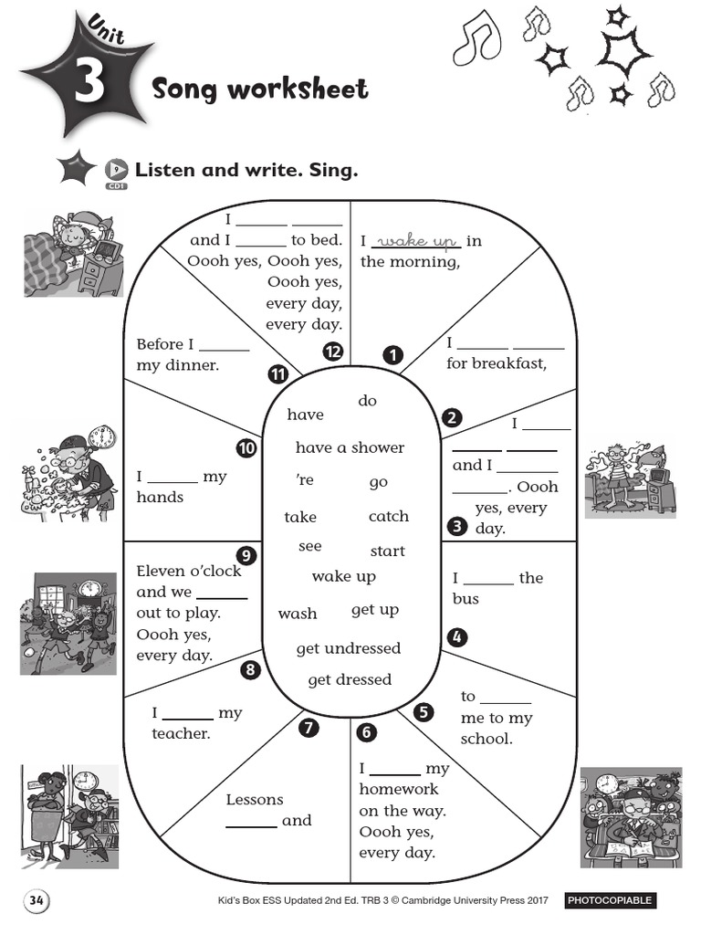 Song Worksheet: Listen and Write. Sing | PDF