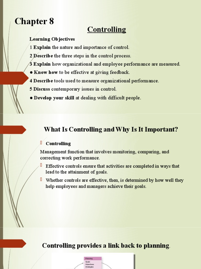 Chapter 8 Controlling | PDF | Goal | Employment