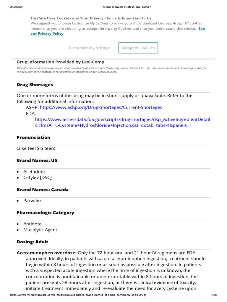 Merck Manual: Professional Version | PDF | Dose (Biochemistry) | Chemistry