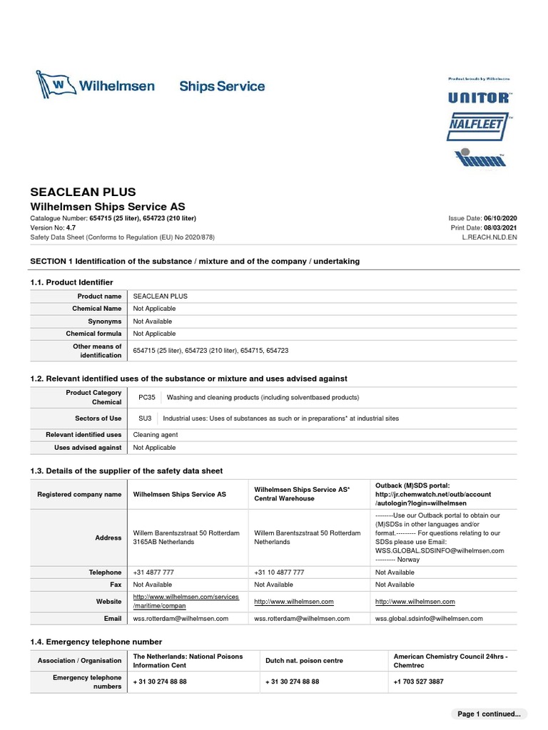 Seaclean Plus 25 LTR | PDF | Dangerous Goods | Toxicity