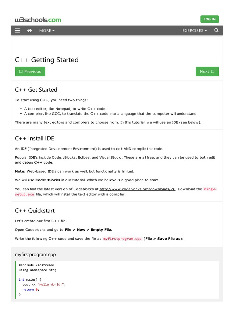 WWW W3schools Com CPP CPP - Getstarted Asp | PDF | Integrated Development Environment ...