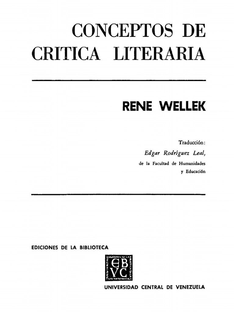 Wellek René (1960) - Teoría Literaria, Crítica e Historia - en ...