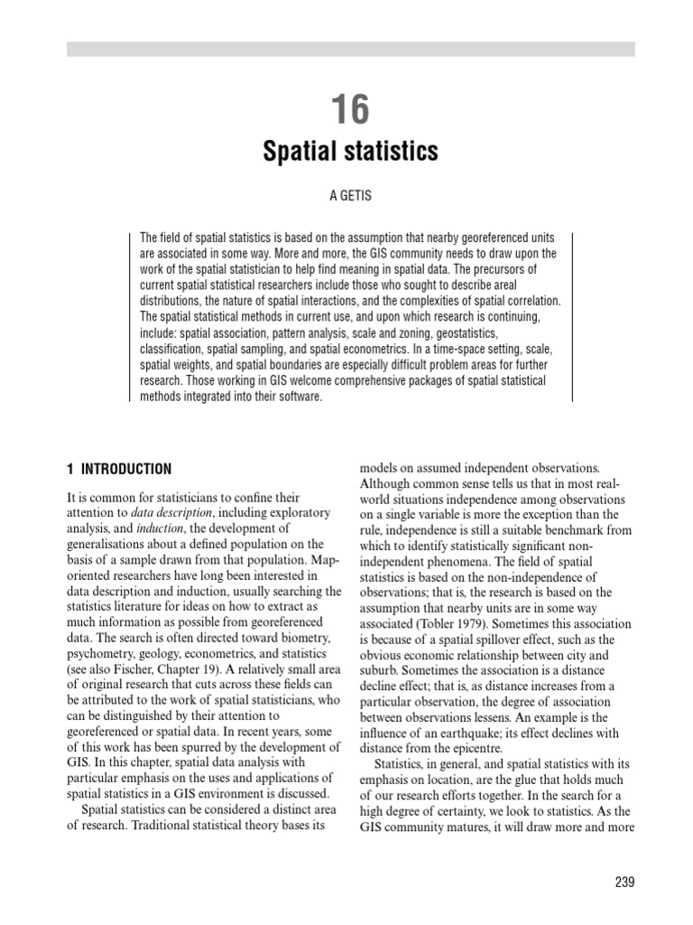 Spatial Statistics | PDF | Spatial Analysis | Statistics