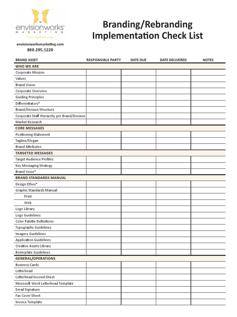 Branding/Rebranding Implementation Check List | PDF | Brand | Social Media