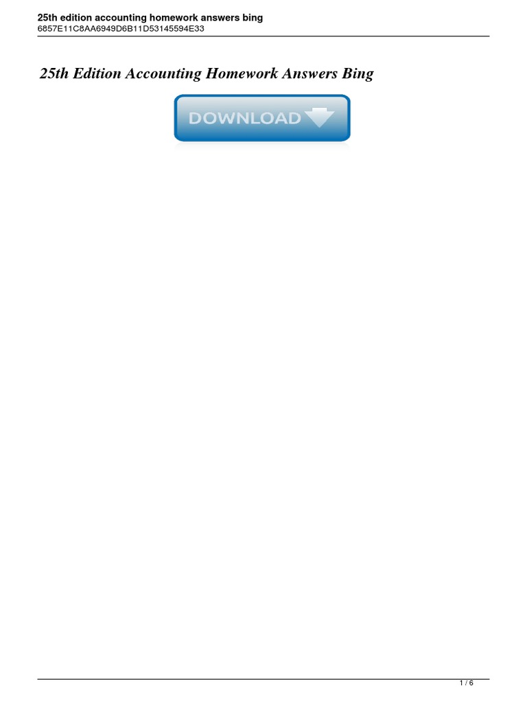 25th Edition Accounting Homework Answers Bing | Download Free PDF ...