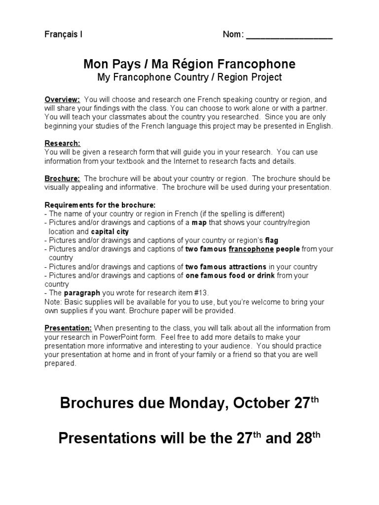 Francophone Country Research Project | PDF | Communication