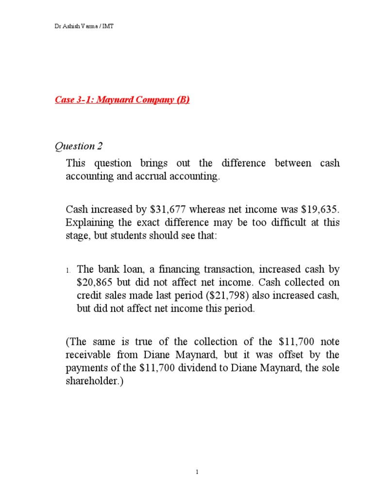 Case 3 - 1: Maynard Company (B) : DR Ashish Varma / IMT | PDF | Net Income | Dividend