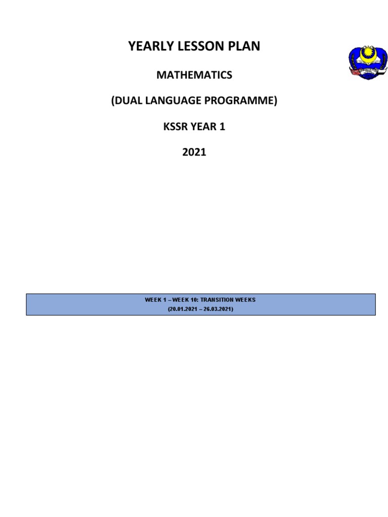 RPT Mathematics Year 1 (DLP) 2021 | PDF | Volume | Numbers